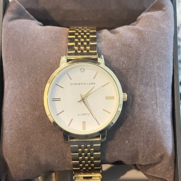 Accessories | Christin Lars Link Bracelet Watch Gold | Poshmark